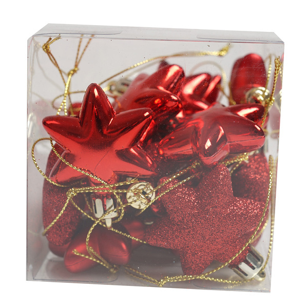 Bombki choinkowe Gwiazdki 5cm 18szt Czerwone | ABUD - materiały budowlane