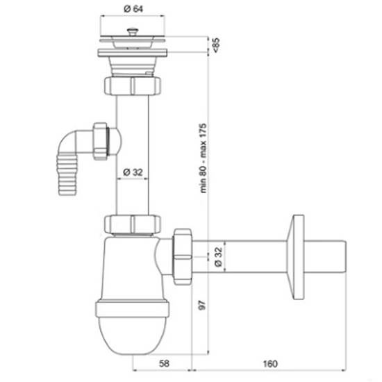 Syfon umywalkowy 50mm z wyjściem na pralkę Tycner | ABUD - materiały ...